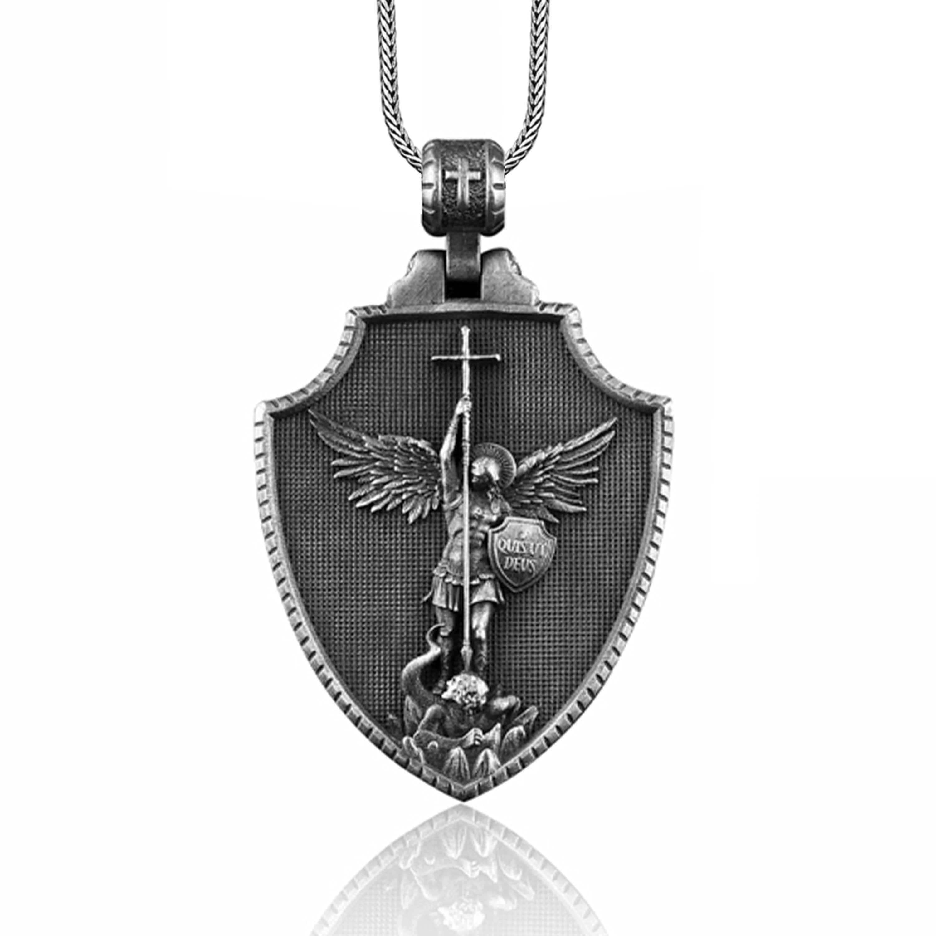 Archangel Saint Michael Shield Necklace – Christian Art Workshop.UK