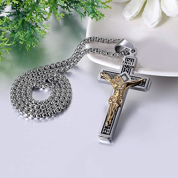 Crafted Jesus Christ Crucifix Titanium Necklace – Christian Art Workshop.UK