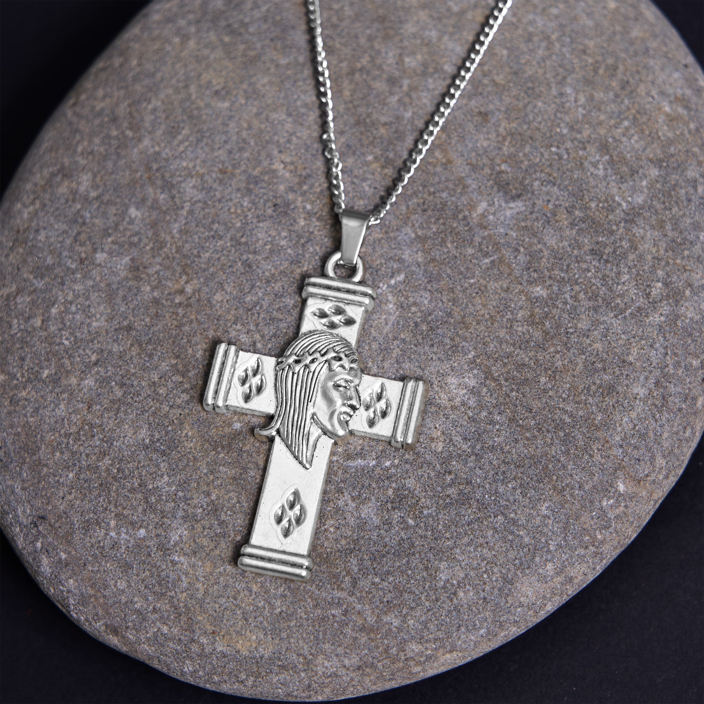 Retro Style Jesus Icon Cross Protection Pendant Necklace – Christian ...