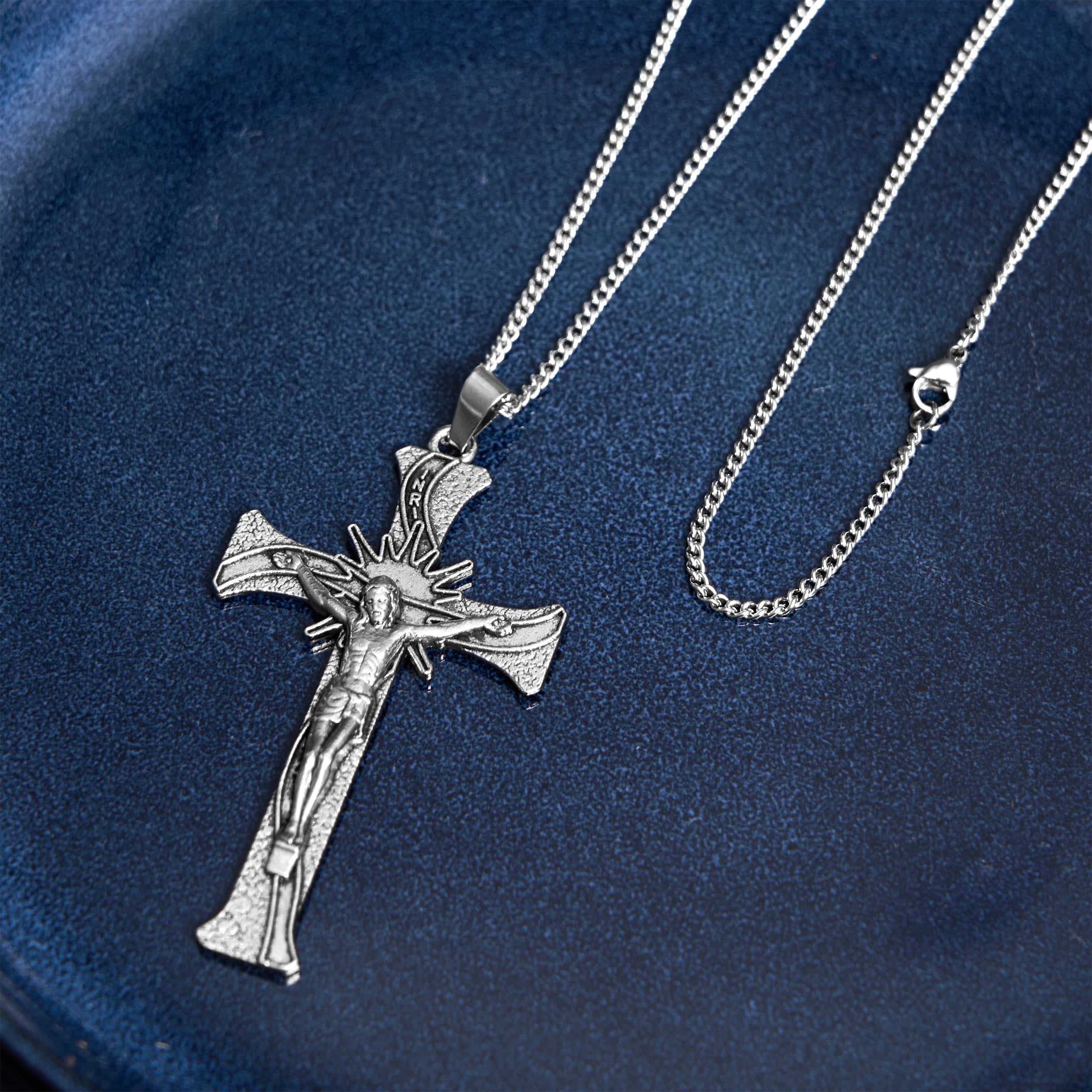 Classic Retro Style Jesus Cross Crucifix Alloy Pendant Necklace ...
