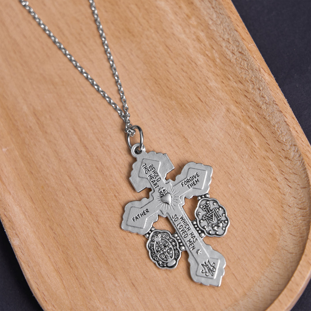 Classic Style 3 Colors Pardon Crucifix Double Sided Engraved Pendant N ...