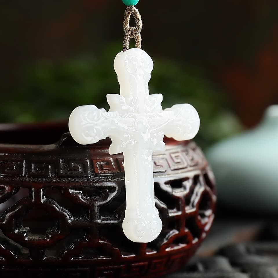 Christianartworkshop Serene Jade Carved Crucifix Pendant - Embodiment ...