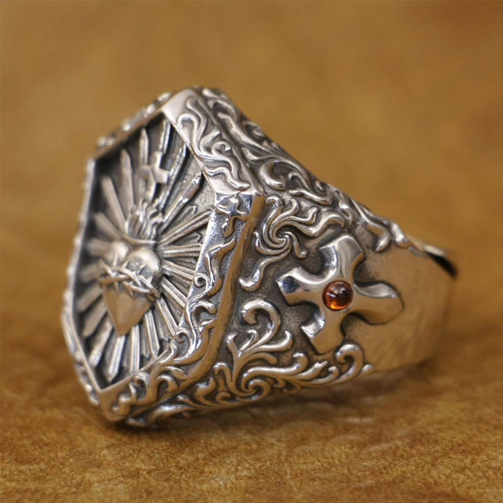 Christianartworkshop Vintage 925 Sterling Silver Thorned Heart Cross ...