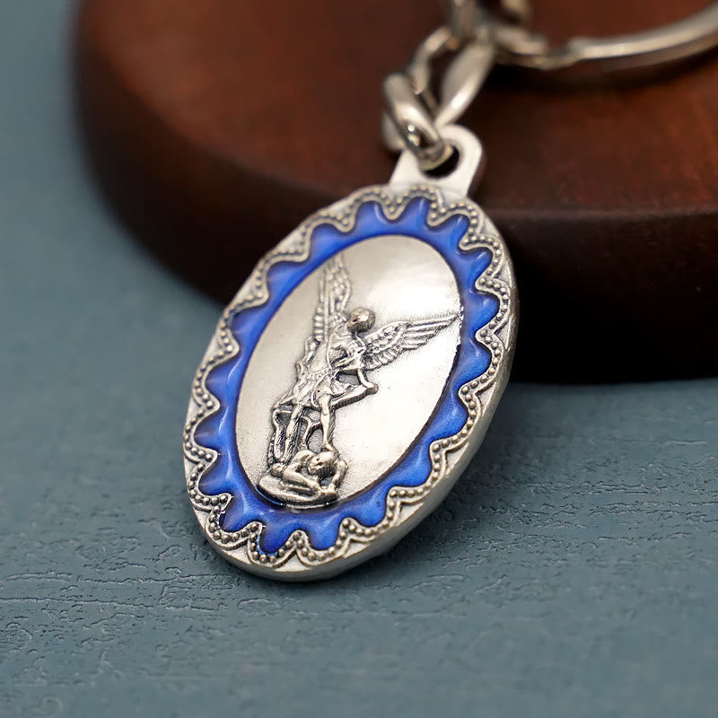 Christianartworkshop Vintage Enamel Crafted St. Michael Archangel Keyc ...