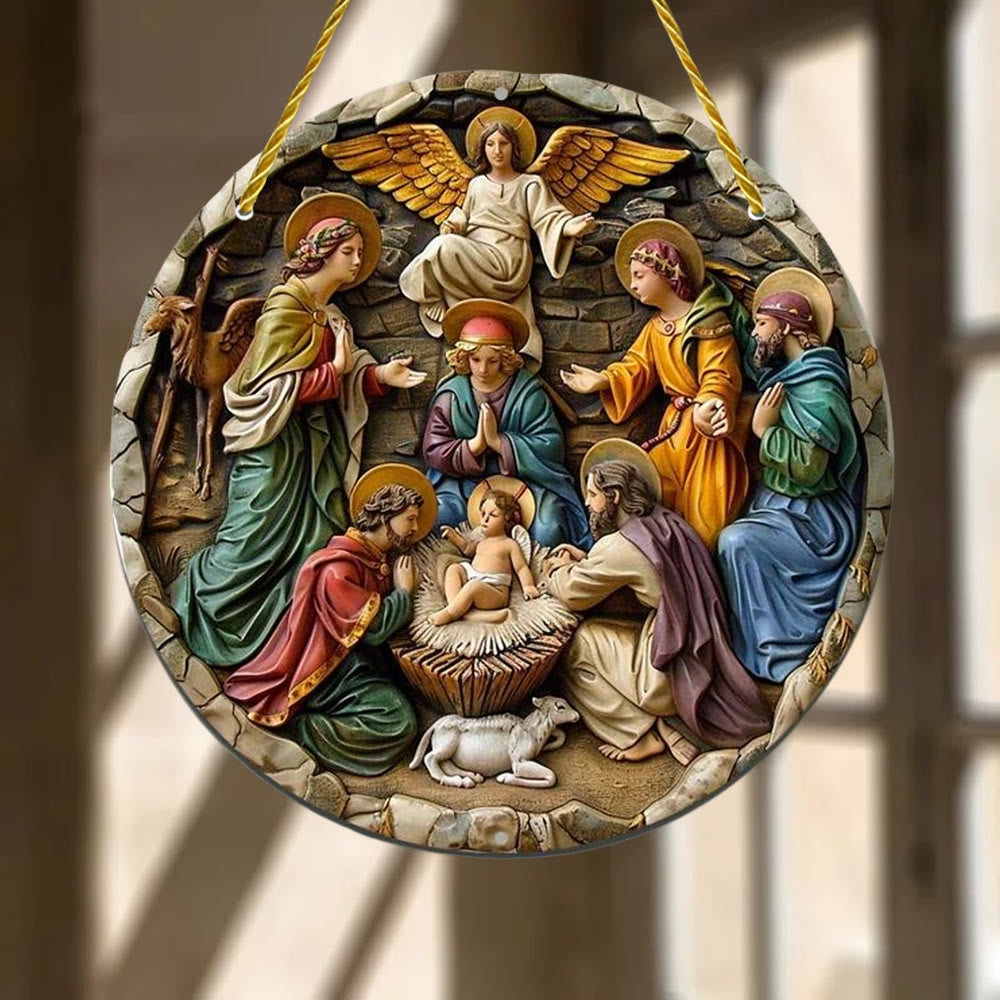 Vintage Inspired Nativity Angels Hanging Ornament - Christian Artwork ...