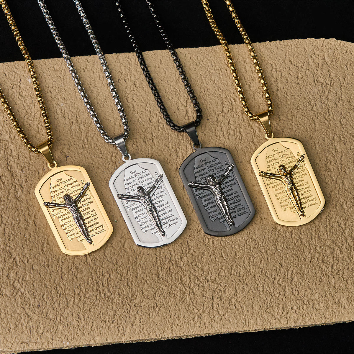 Christianartworkshop Modern Layered Faith Crucifix Necklace with Lord's ...